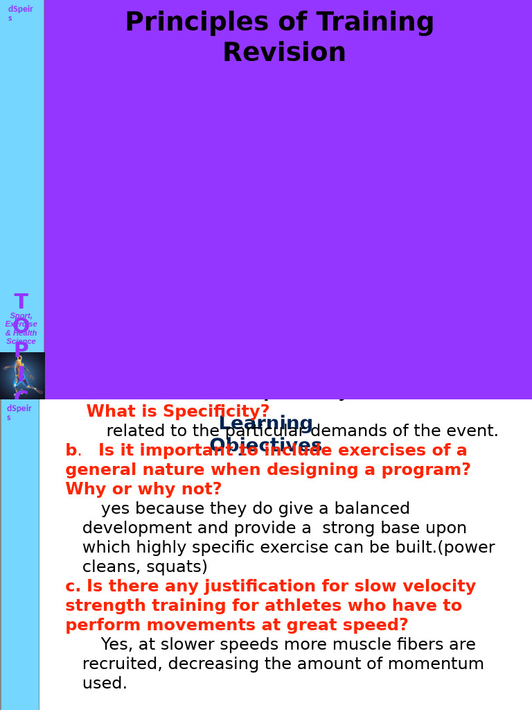 Topic 6 4 Principles of Training Revision | PDF | Strength Training ...