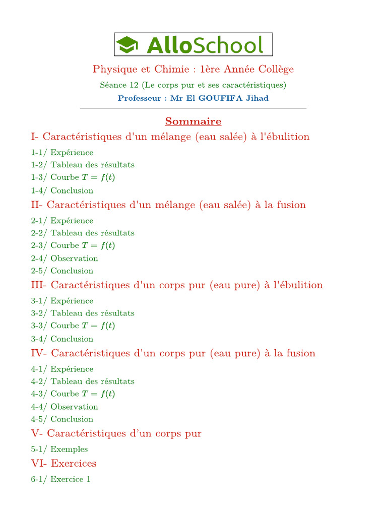 Seance 12 Le Corps Pur Et Ses Caracteristiques 1 | PDF