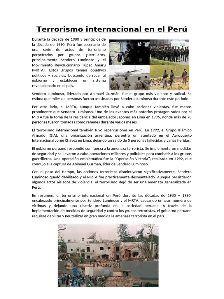 Terrorismo en Perú: 1980-1990 | PDF