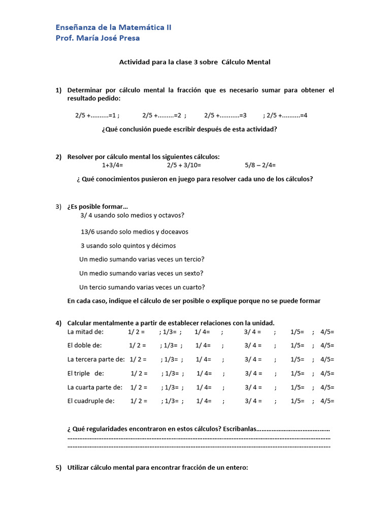 ACT Calculo Mental 2020 | PDF | Matemáticas | Aritmética