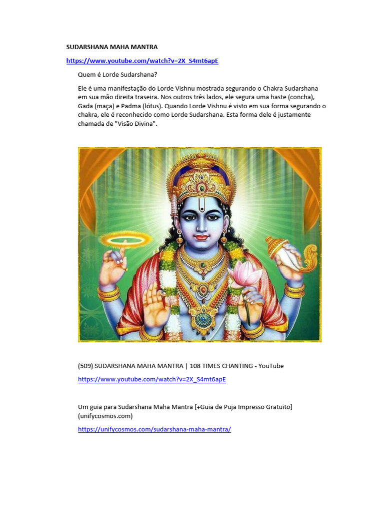 Sudarshana Maha Mantra | PDF | Mantra