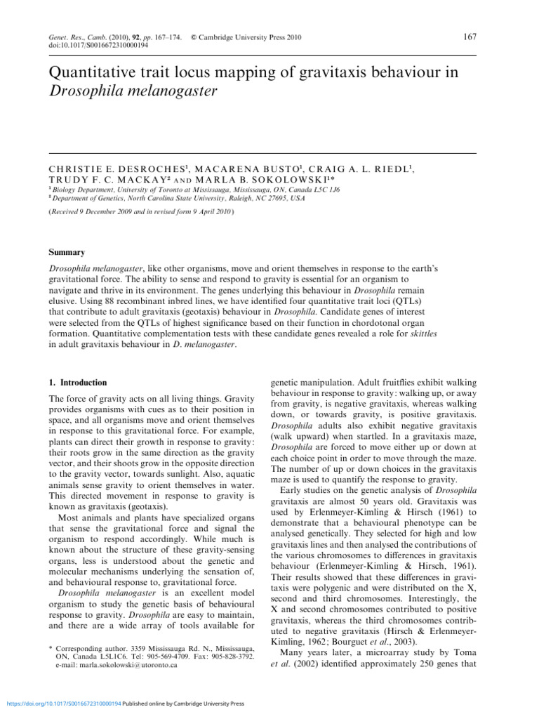 quantitative-trait-locus-mapping-of-gravitaxis-behaviour-in-drosophila-melanogaster | PDF ...