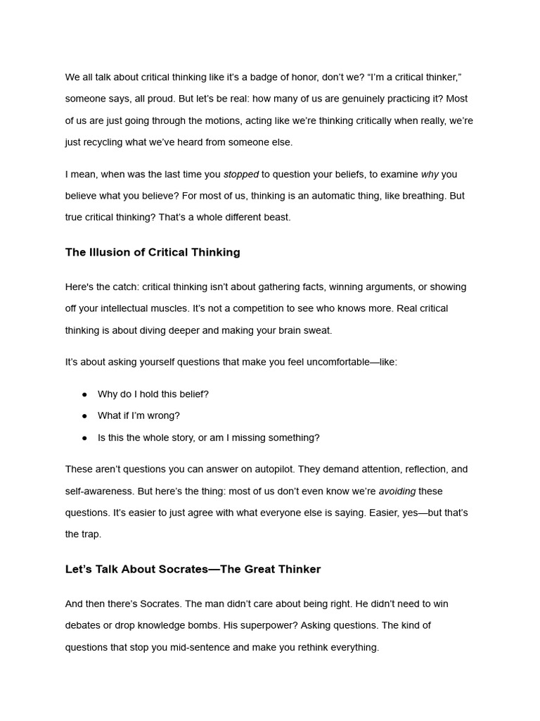 The Socratic Method - A Framework For Critical Thinking and Questioning ...