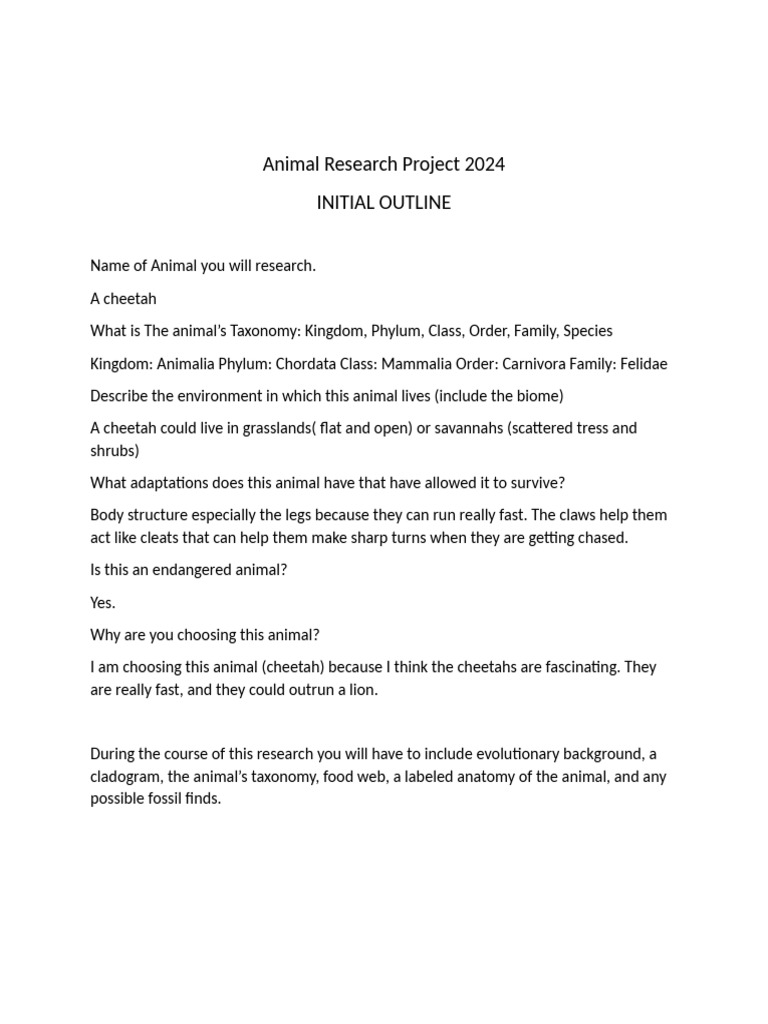 Animal Research Outline | PDF