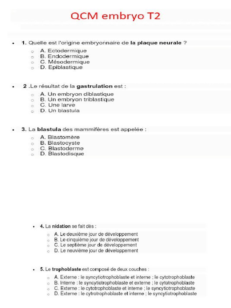 TD2 Embryo Exercices | PDF