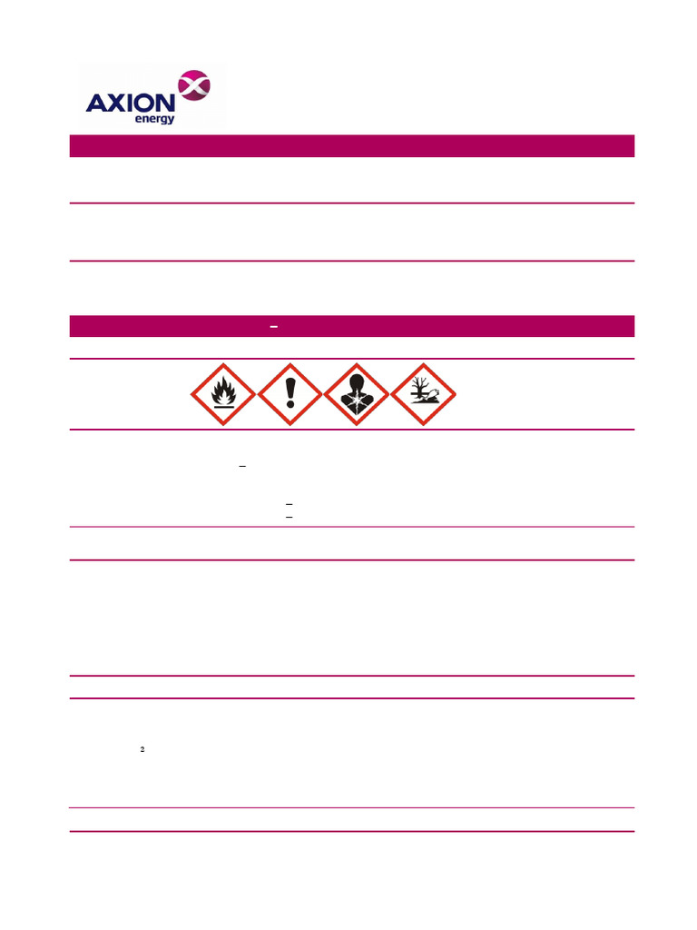 Ficha de Seguridad Axion Diesel 2020 | PDF | Química