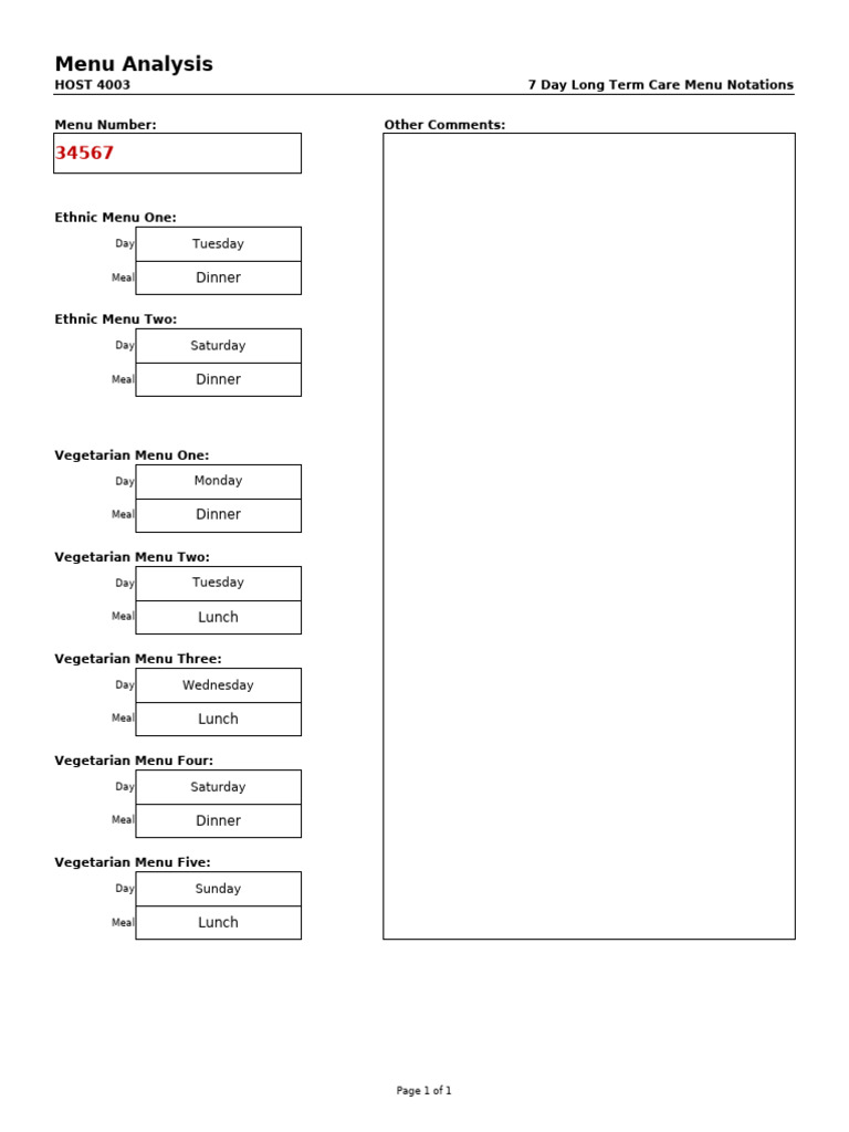 7 Days LTC Menu Notations | PDF