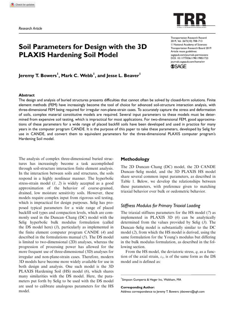 Soil Parameters For Design With The 3D PLAXIS Hardening Soil Model ...