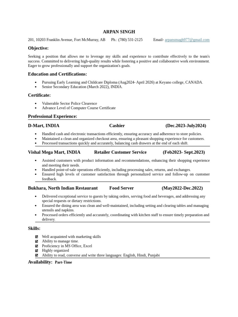 ARPAN SINGH Allcvr CV | PDF | Point Of Sale