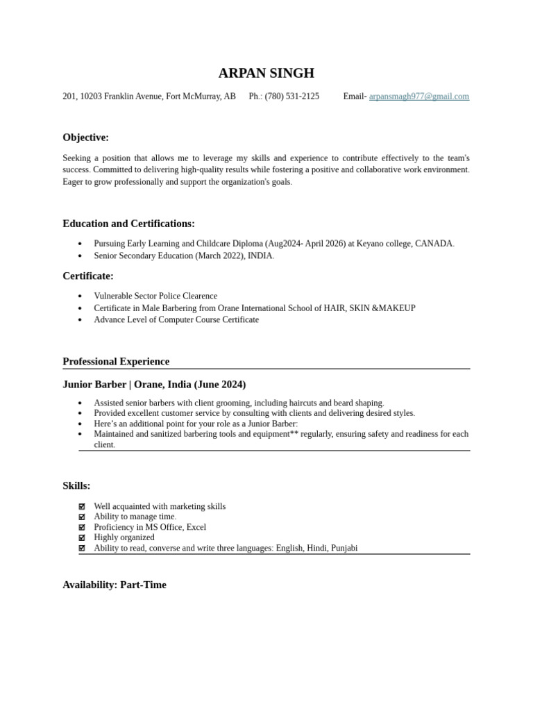 Arpan Singh Barber RX | PDF