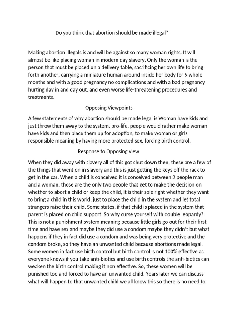 Should Abortions Be Illegal | PDF | Abortion | Medical Law