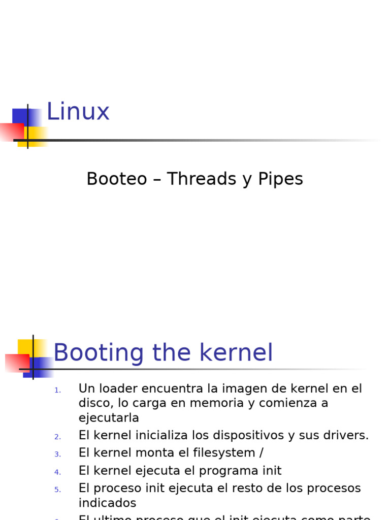 Booting Linux: Init, Pipes y Threads | PDF | Arranque | Hilo (Computación)