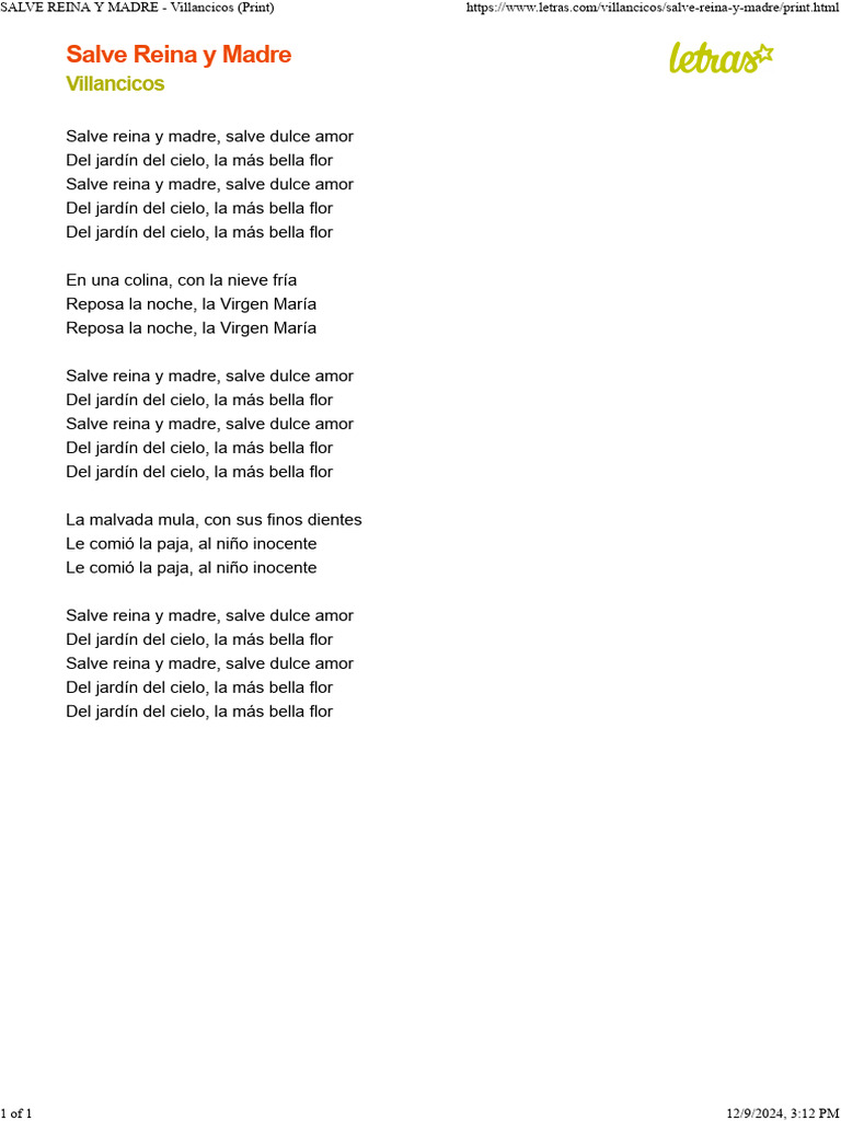 Salve Reina y Madre | PDF