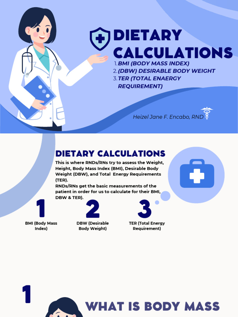 LDCU Dietary Calculations | PDF | Calorie | Body Mass Index