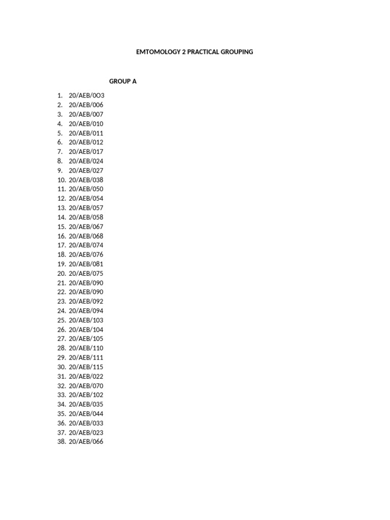 Emtomology 2 Practical Grouping | PDF