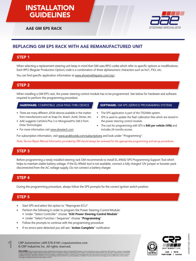 AAE Installation-Guidelines GM-EPS Dec20 | PDF | Battery Charger | Vehicles