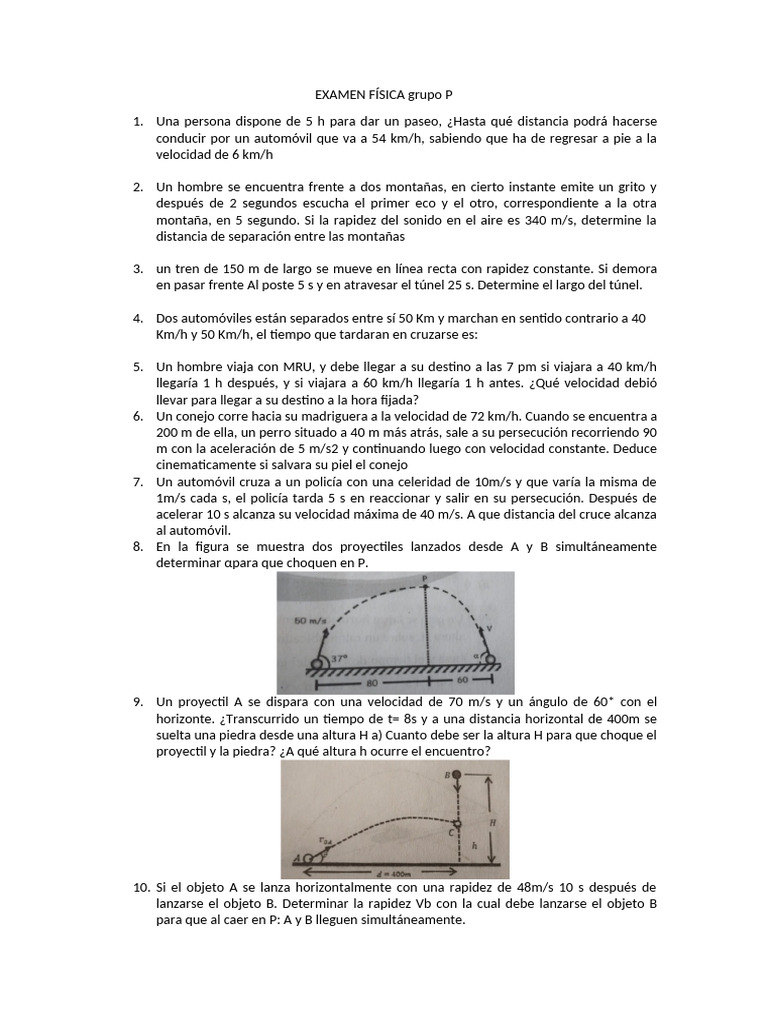 Examen Modular P | PDF | Velocidad | Velocidad