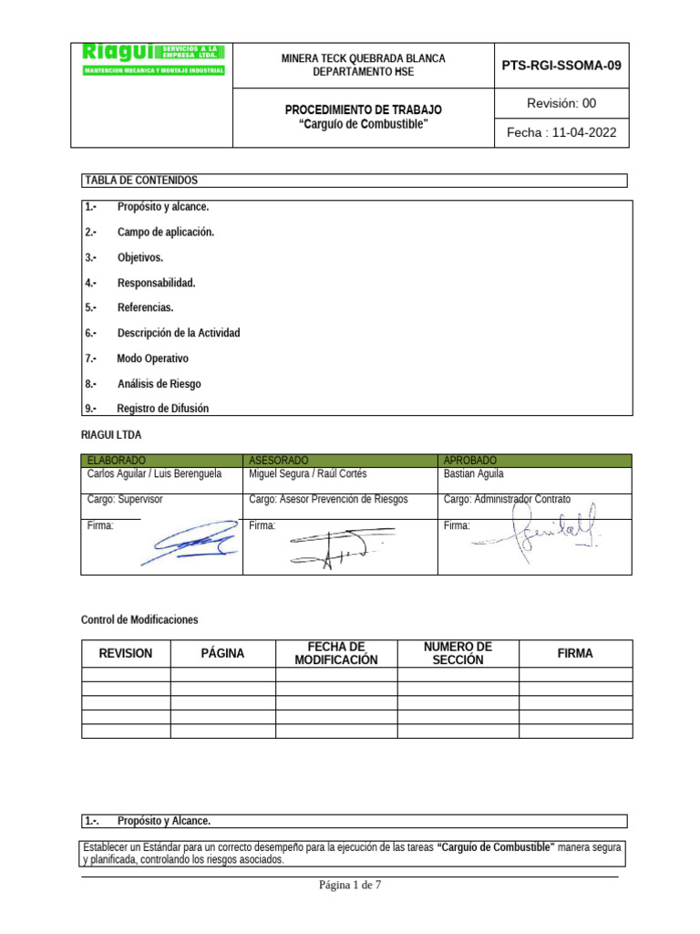 PTS RGI SSOMA 09 Cargio de Combustible | PDF