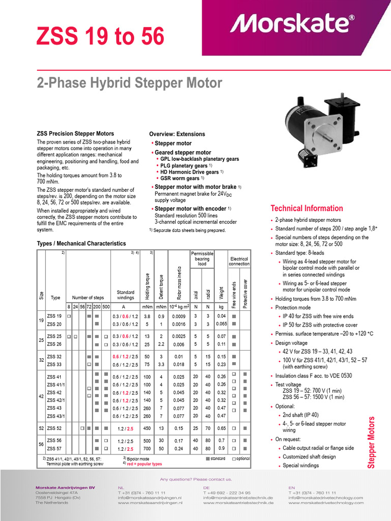 Stappenmotor ZSS | PDF | Electric Motor | Equipment