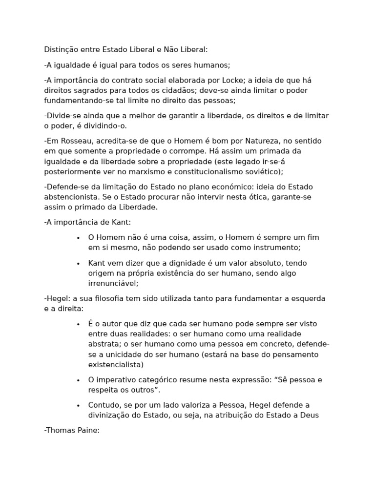 Estado Liberal vs Não Liberal: Fundamentos e Críticas | PDF | Liberdade ...
