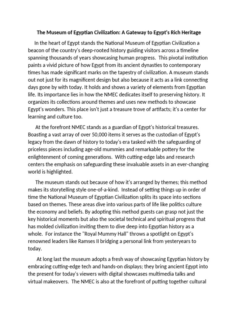 The Museum of Egyptian Civilization | PDF | Ancient Egypt | Museum