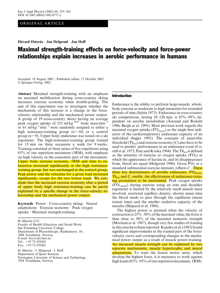 Østerås-2002-Maximal strength-training effects | PDF | Strength Training