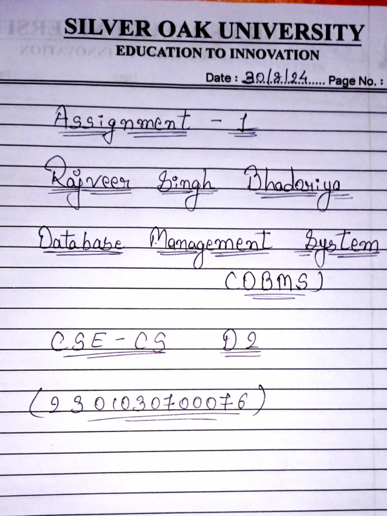 DBMS Assignment 1 | PDF