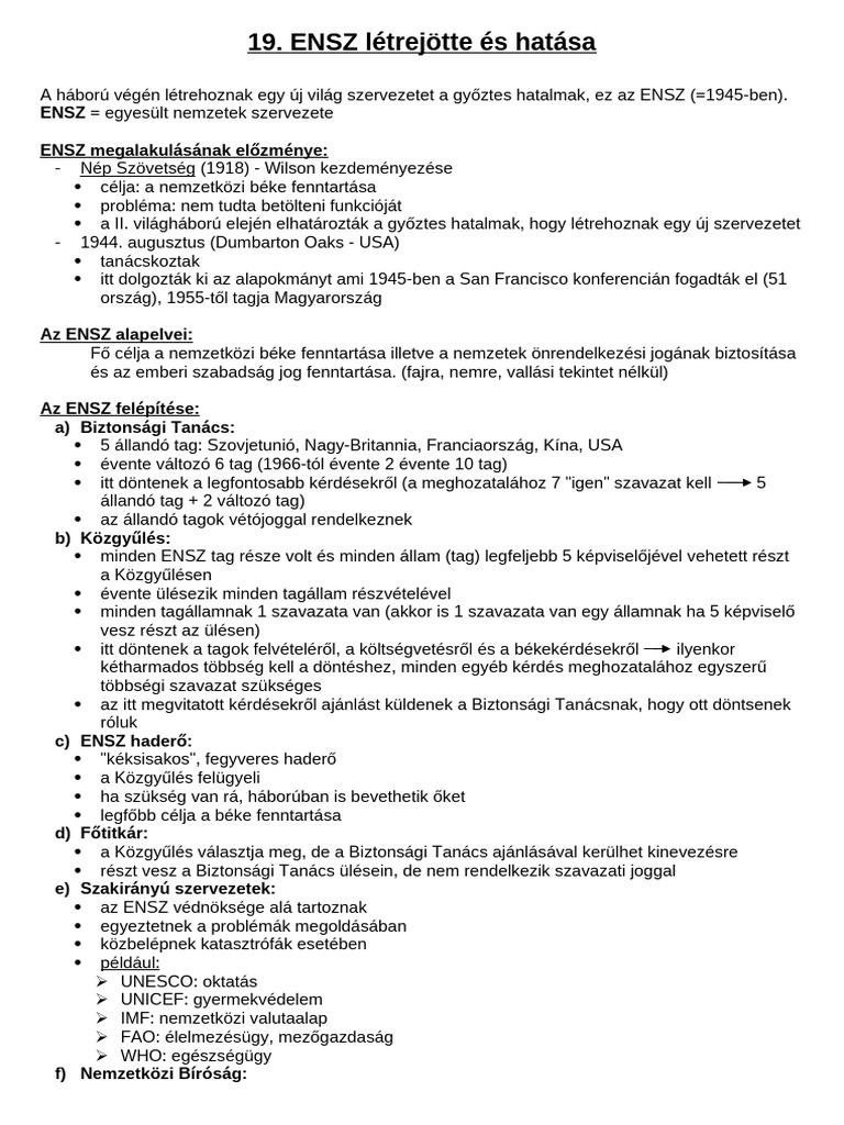 ENSZ-létrejötte | PDF