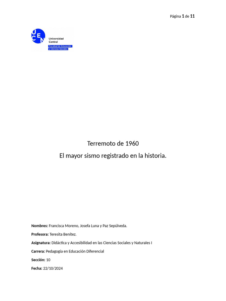 Terremoto Valdivia 1960: Impacto y Aprendizaje | PDF | Temblores | Tsunami