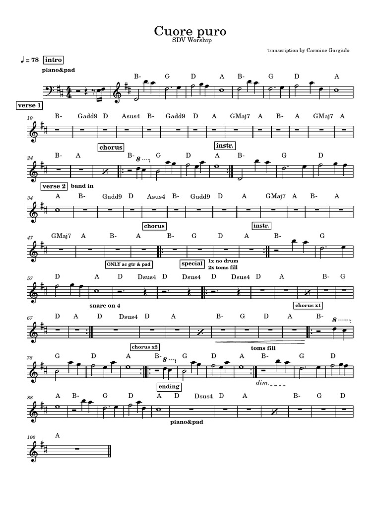 Cuore Puro - SDV Worship | PDF