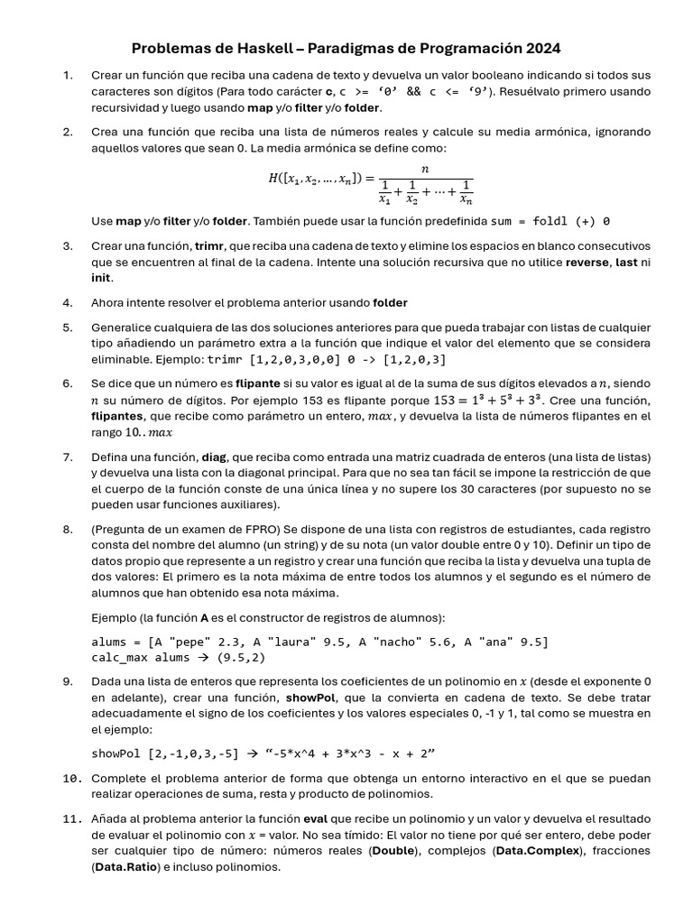 Problemas de Haskell | PDF | Integral | Función (Matemáticas)