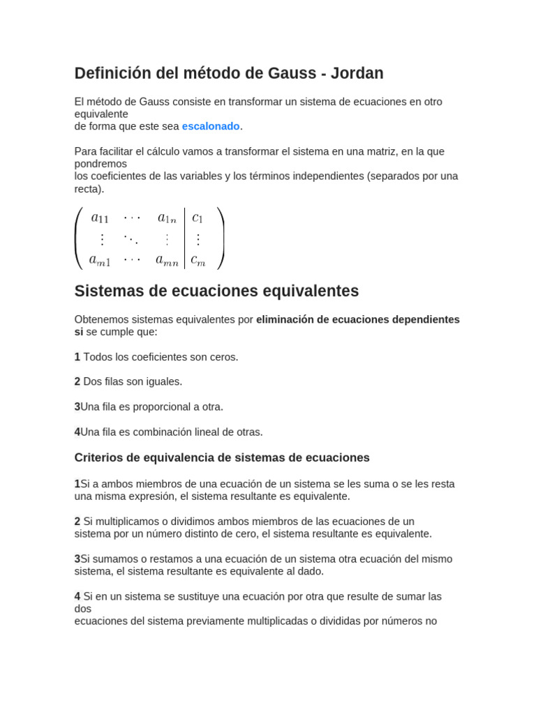 Gauss Jordan | PDF | Matriz (Matemáticas) | Ecuaciones