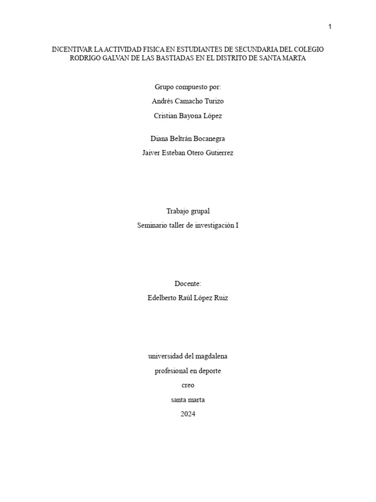 Anteproyecto[1] (6) | PDF | Enseñando | Educación Física