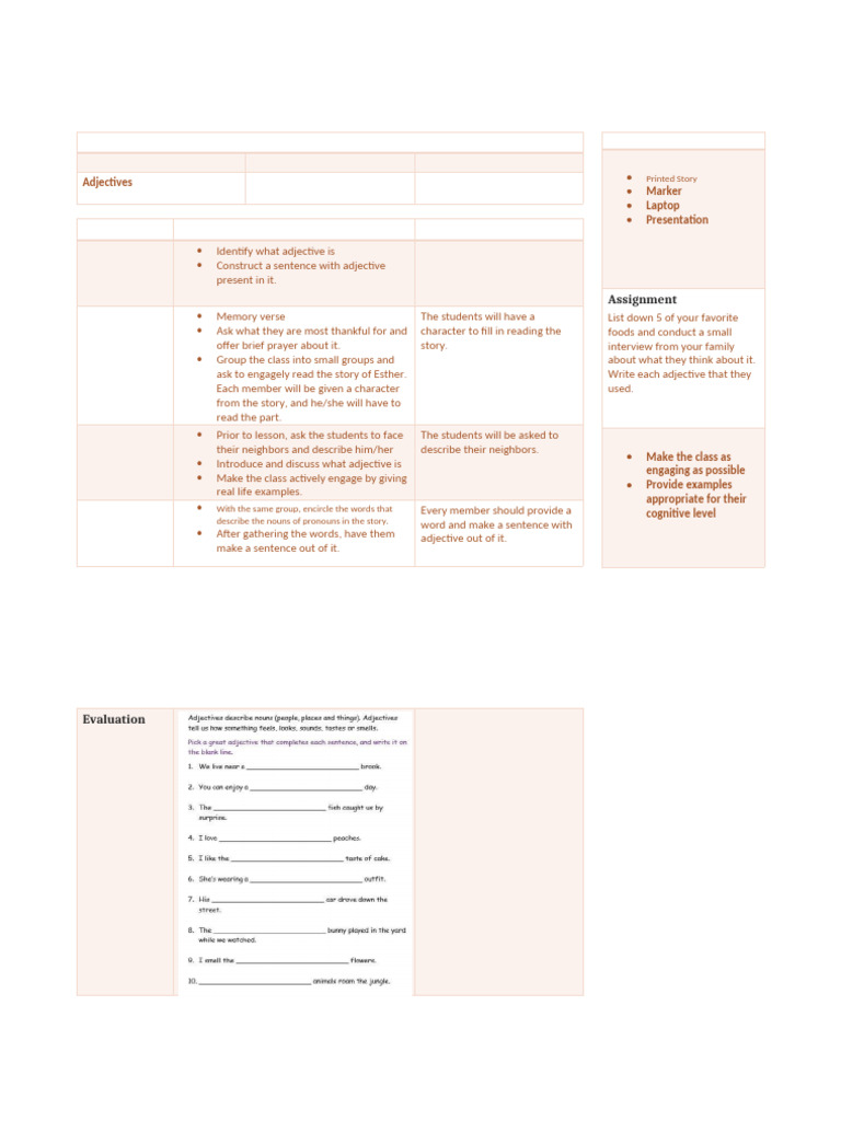Lesson plan Adjective | PDF | Adjective | Languages