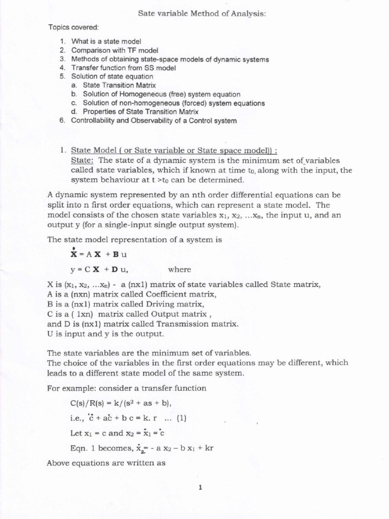 State Space Analysis | PDF