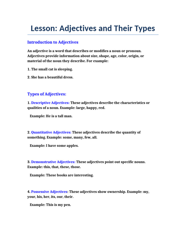 Grade_8_Adjectives_Lesson | PDF