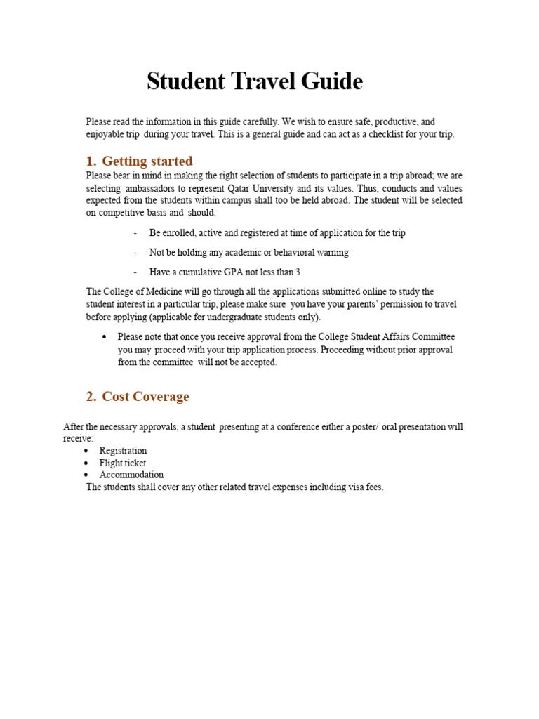 Student Travel Guide | PDF | Travel Visa