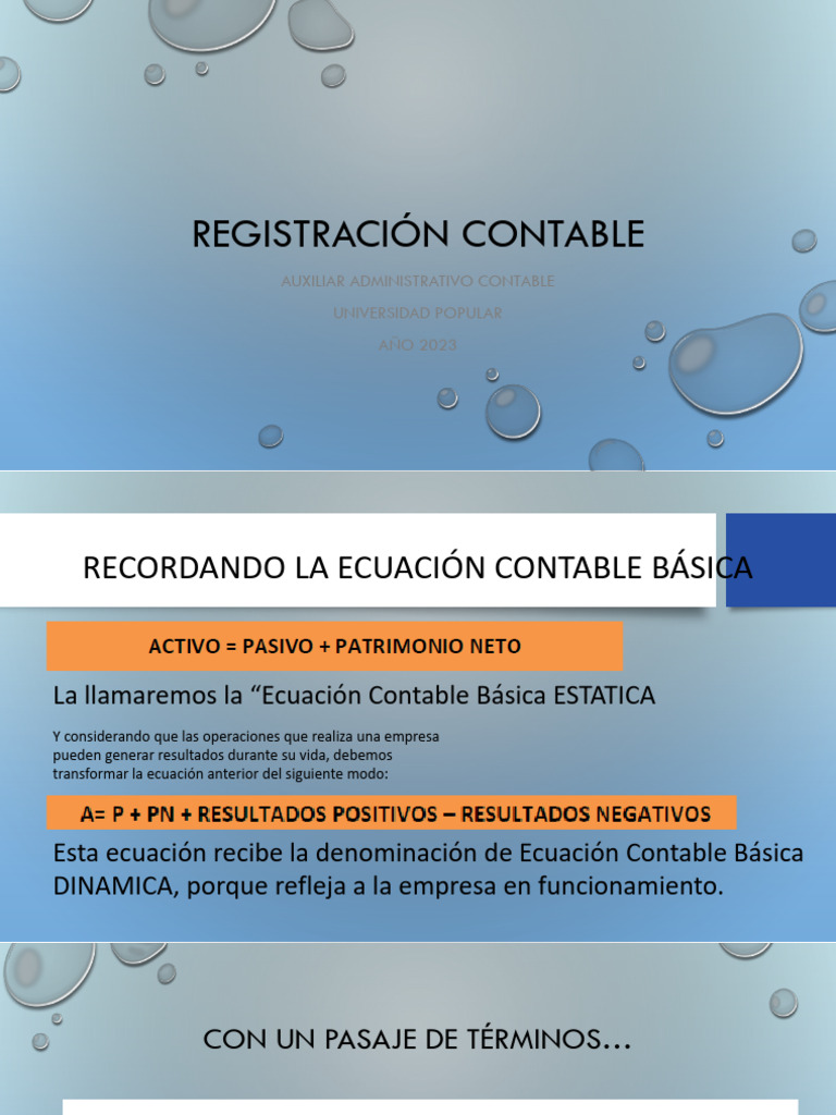 Registro Contable: Ecuación y Asientos | PDF | Contabilidad | Business