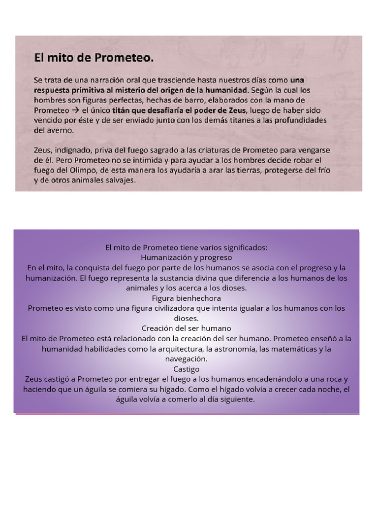 El Mito de Prometeo Tiene Varios Significados Humanización y Progreso ...