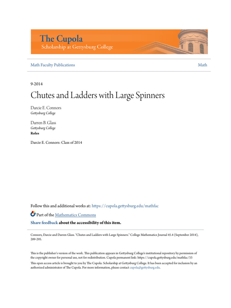Chutes and Ladders With Large Spinners | PDF | Matrix (Mathematics ...