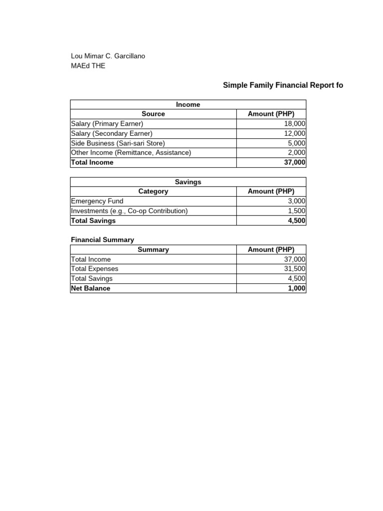 Sample Financial Plan | PDF