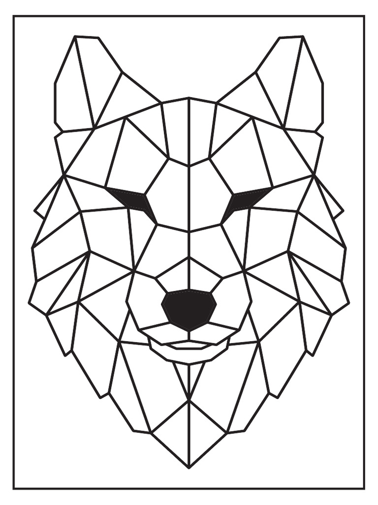 Geometric Colouring in Worksheet Wolf | PDF