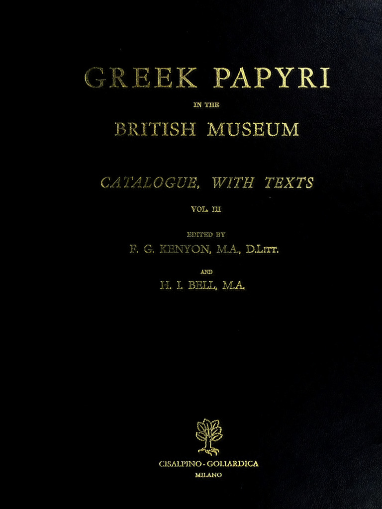 Greek Papyri Catalogue Volume III | PDF