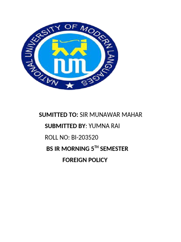 Yumna Rai FP Assignment | PDF | Afghanistan | Pakistan