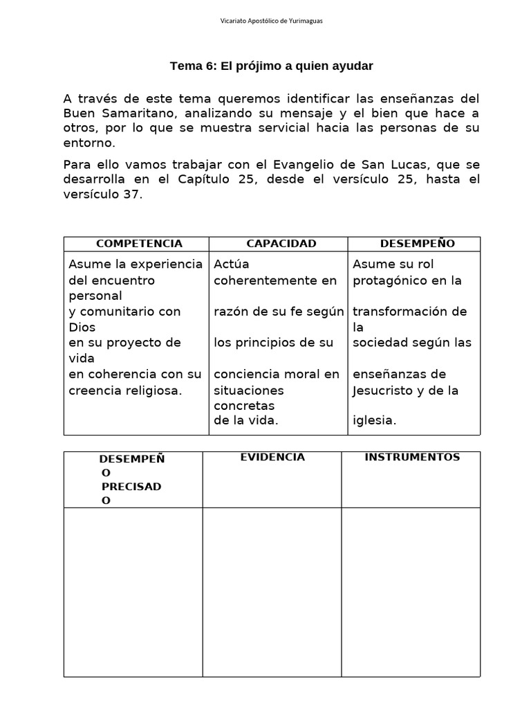 2S Tema 06 El Projimo A Quien Ayudar | PDF | Jesús | Amor