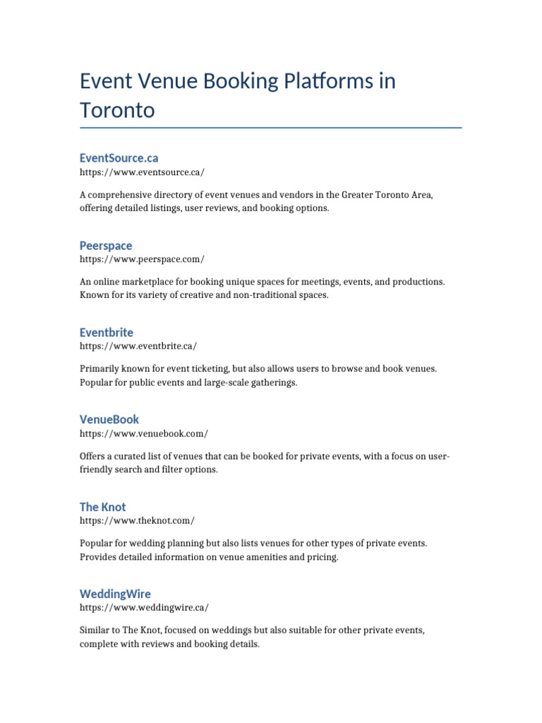 Toronto Event Venue Booking Guide | PDF