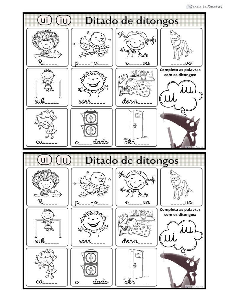 ui iu - Ditado de ditongos | PDF