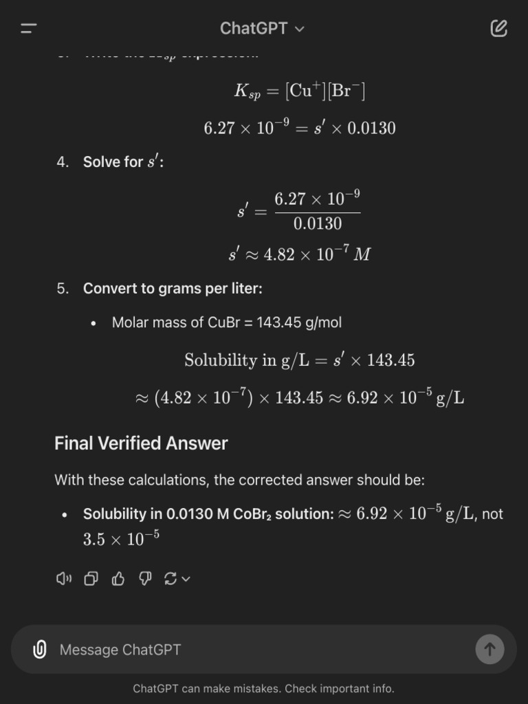 CuBr Solubility Calculation | PDF