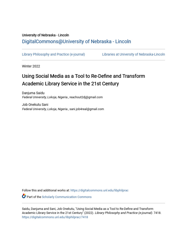 Using Social Media As A Tool To Re-Define and Transform Academic ...