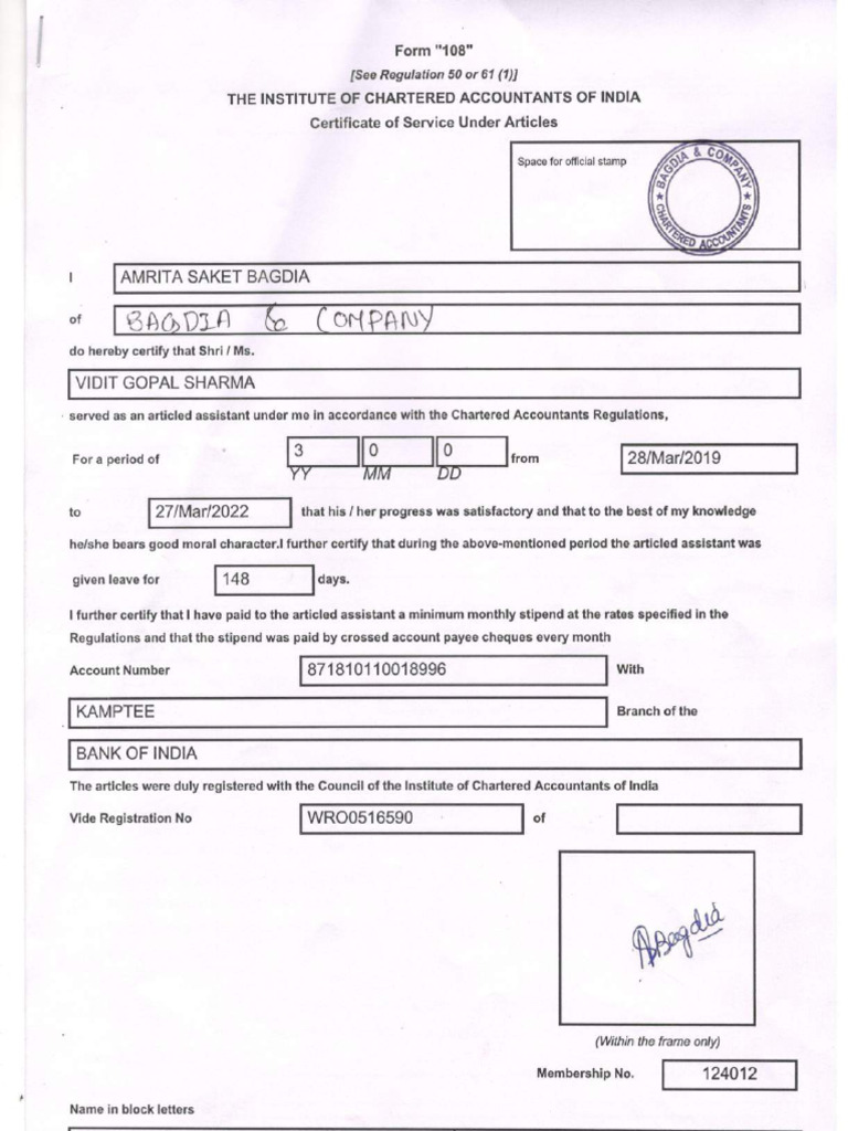 Articleship Complition Form | PDF